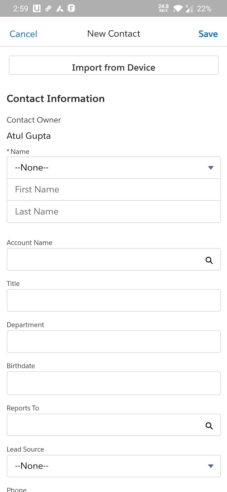 Import Contacts From Mobile Device Into Salesforce